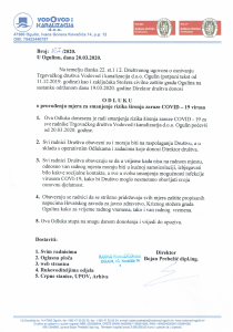 Odluka o provođenju mjera za smanjenje rizika širenja zaraze COVID-19 ...